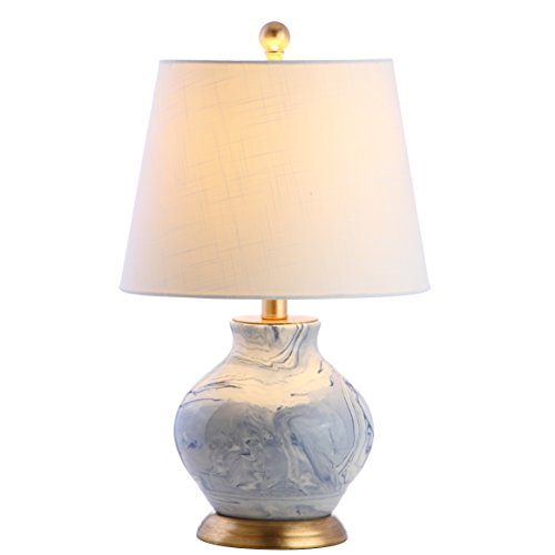 JONATHAN Y JYL3007A Holly 20.5" Marbleized Ceramic LED Table Lamp Contemporary Classic Bedside Desk Nightstand Lamp for Bedroom Living Room Office College Bookcase LED Bulb Included, Blue/White