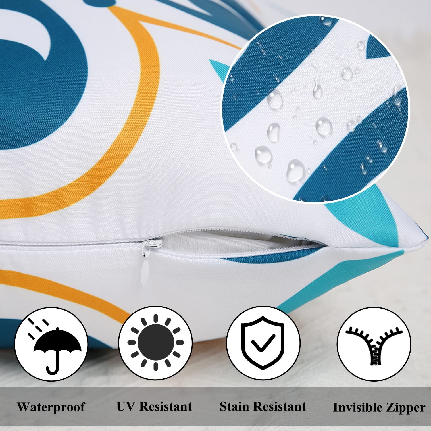 JYVNCZ Set of 4 Outdoor Throw Pillow Covers 18x18 Inchs Fall Decorative Patio Cushions for Outdoor Furniture Boho Decor Pillow Covers for Couch Hammock