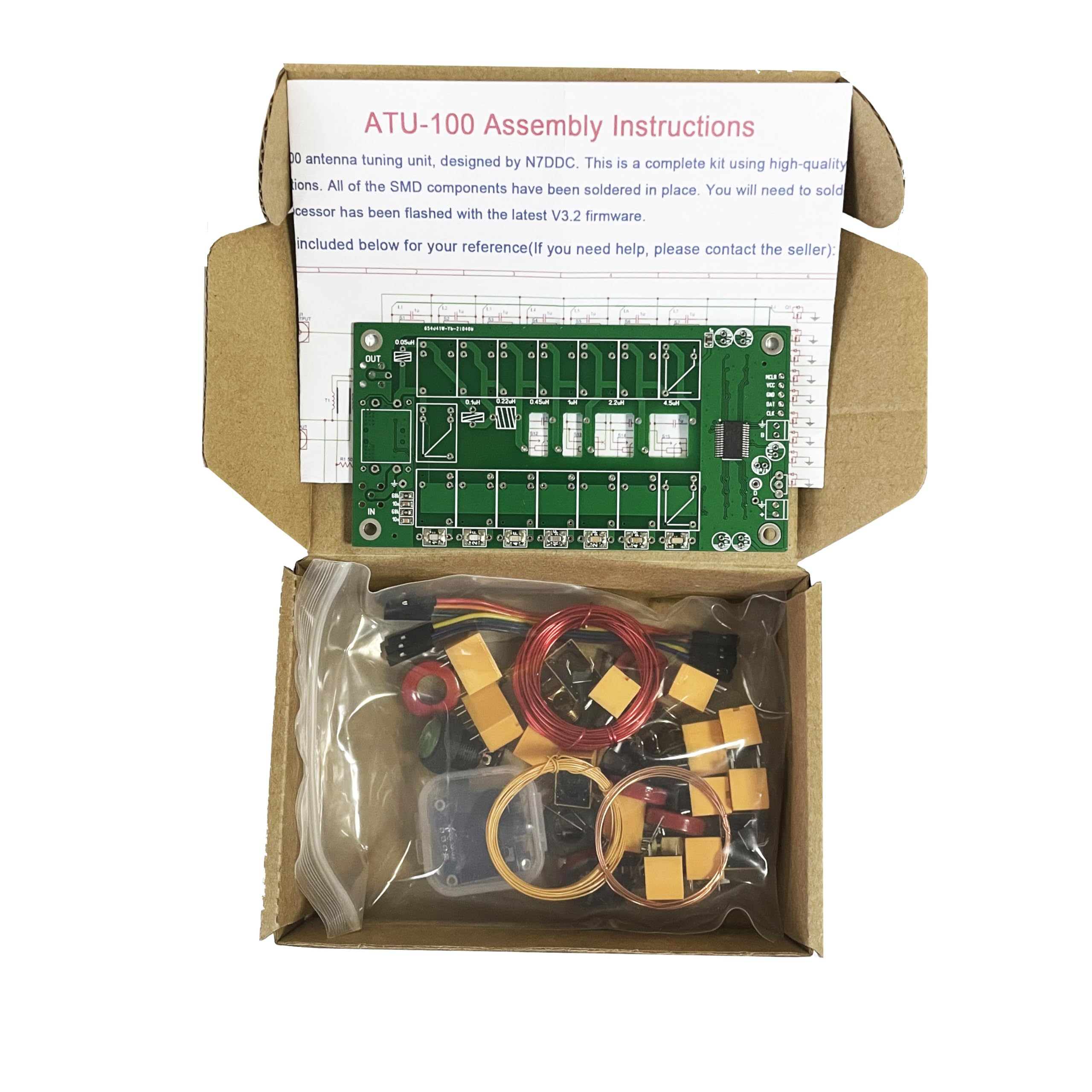 Malahit ATU-100 Antenna Tuner DIY Kits 1.8-50MHz atu100 Automatic Antenna Tuner by N7DDC 7x7 0.96 Inch OLED SMT and chip soldered 3.2 Version Firmware Programmed Unassembled
