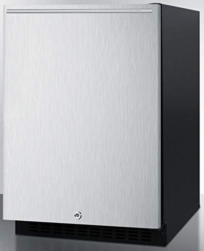 Summit Appliance AL54SSHH Built-in Undercounter ADA Compliant 4.8 cu.ft. 24" Wide All-refrigerator with Wrapped Stainless Steel Door, Horizontal Handle, Black Cabinet, Door Storage and Digital Control