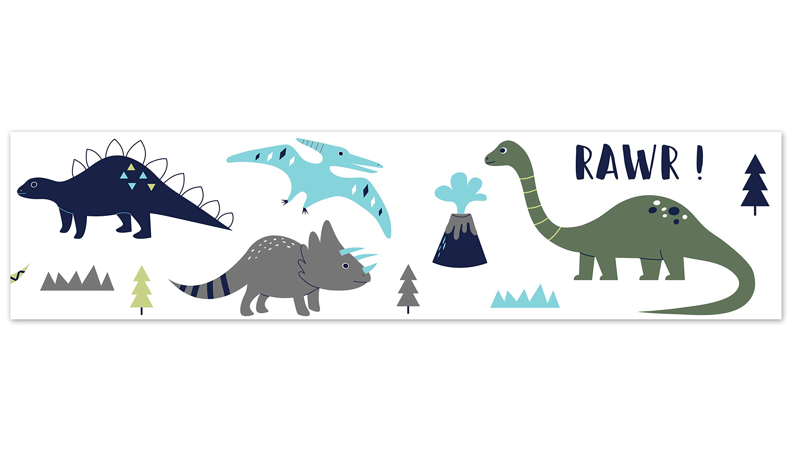 Sweet Jojo Designs Baby Childrens and Kids Wall Paper Border for Blue and Green Modern Dinosaur Collection