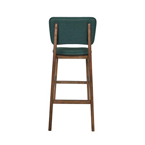 Christopher Knight Home Luella 42" Wooden Bar Chair with Fabric Seats (Set of 2), Dark Green and Walnut Finish