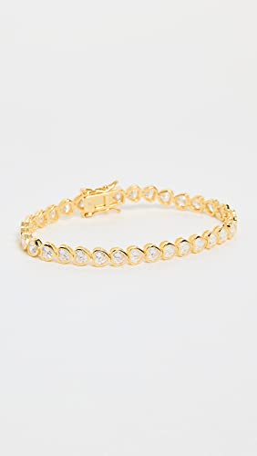 ADINA EDEN Women's Heart Bezel-Set Tennis Bracelet - Gold, Gold, One Size