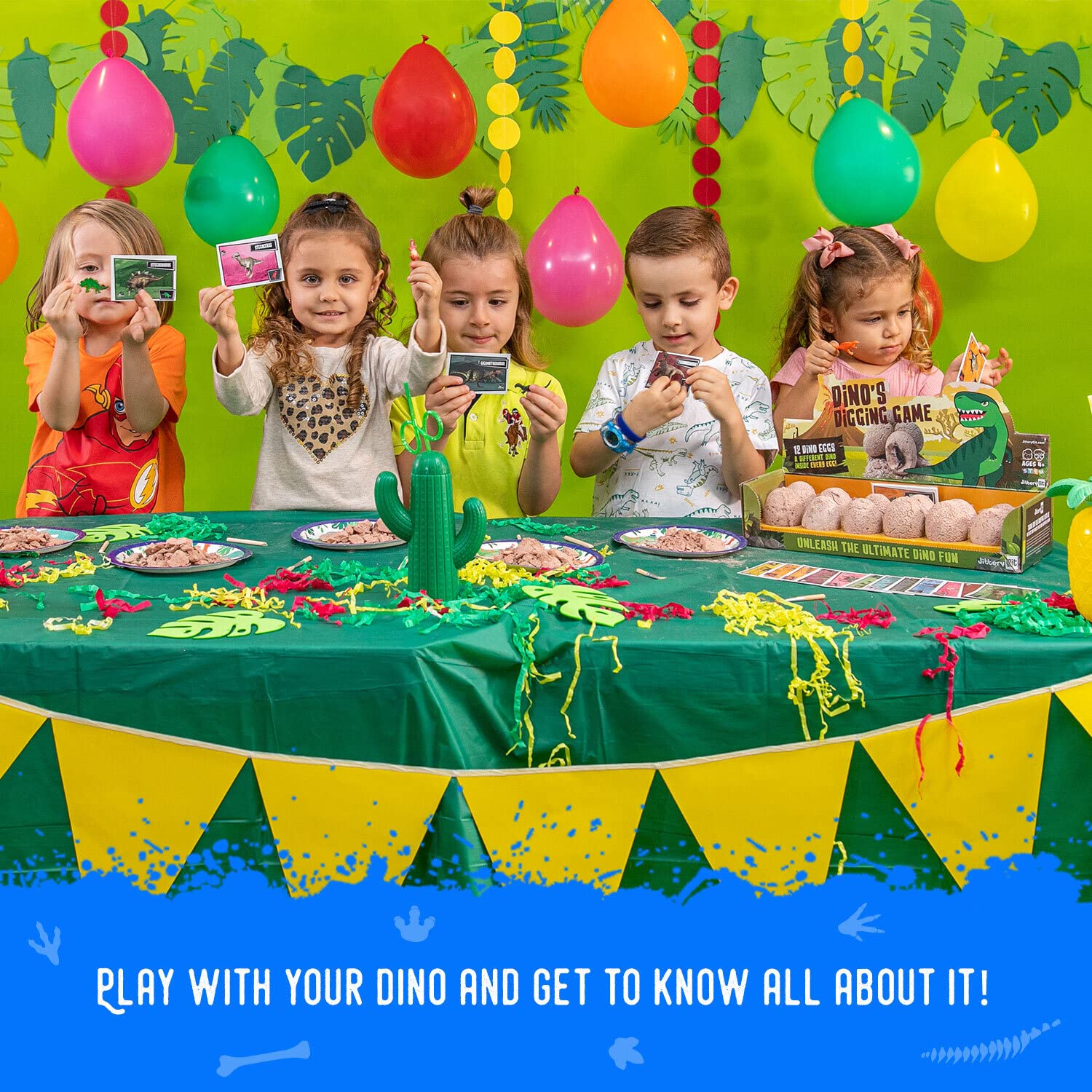 Dino Eggs Dig Kit, Dinosaur Eggs for Kids 3-5, Perfect for Dinosaur Birthday Party Supplies and Dinosaur Party Games - 12 Dino Eggs Excavation Set for Kids by JitteryGit