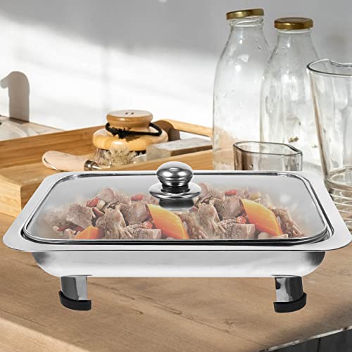 Buffet Food Holder Buffet Server Stainless Steel Chafing Dish Buffet Tray Chaffing Servers Rectangular Canteen Basin with Cover for Parties Buffets Buffet Food Warmer