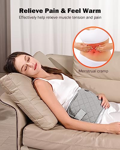 Cordless Heating Pad, Portable and Rechargeable for Back Pain, Neck and Shoulders and Cramps, Ultra-Soft 9.8" x 15.7" with Adjustable Strap, 3 Heat Settings & Fast Heating, w/ 5000mAh Battery - Gray