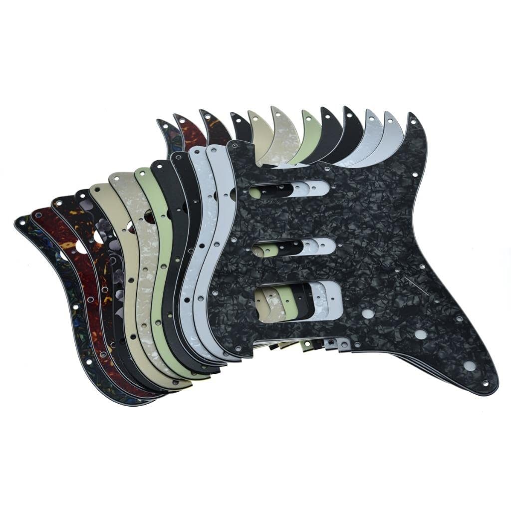 Dopro 11-Hole Strat HSS Guitar Pickguard 2-Screw Humbucking Pickup Mount for American FD Stratocaster Flower Pattern