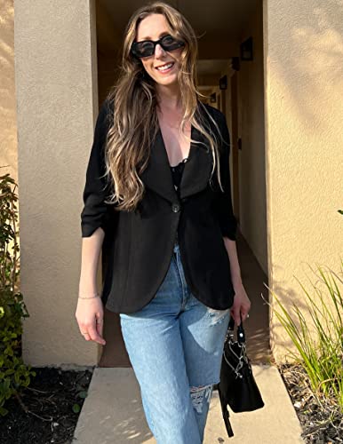 Beyove Black Blazer for Women Casual 2023 Fashion 3/4 Sleeve Blazer Jacket Fit Streyth Blazer