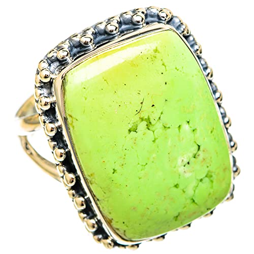 Ana Silver Co Large Lemon Chrysoprase Ring Size 7.5 (925 Sterling Silver) - Handmade Jewelry, Bohemian, Vintage RING121925