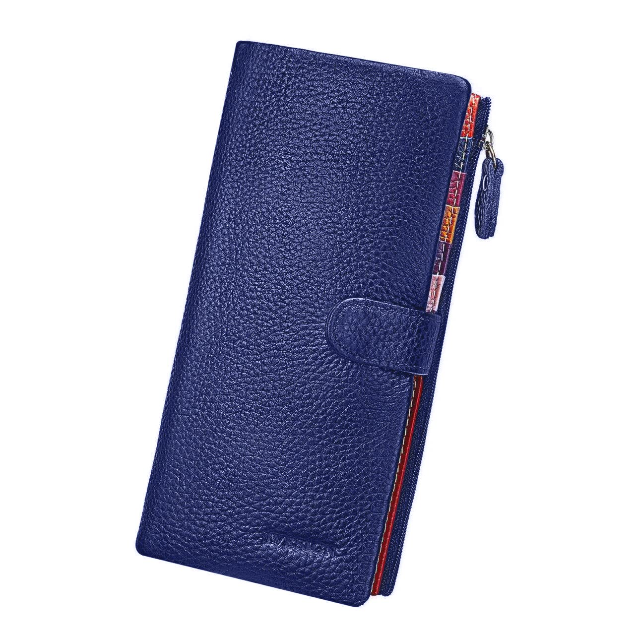 IVESIGN Wallets for Women RFID Blocking Credit Card Phone Holder Organizer Large Capacity Genuine Leather Wallets Checkbook Wallet Clutch Wallet Ladies Blue