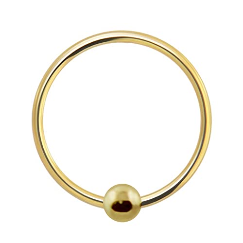 9 Karat Yellow Gold 22 Gauge - 10MM Length Captive Bead Nose Piercing Ring Jewelry