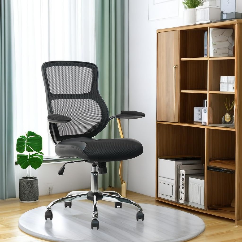 CLATINA Office Computer Desk Chair,Ergonomic High Back Mesh Rolling Work Swivel Task Chairs with Wheels and Arms for Home Bedroom Study Dorm Student Adults (Black) Set of 4