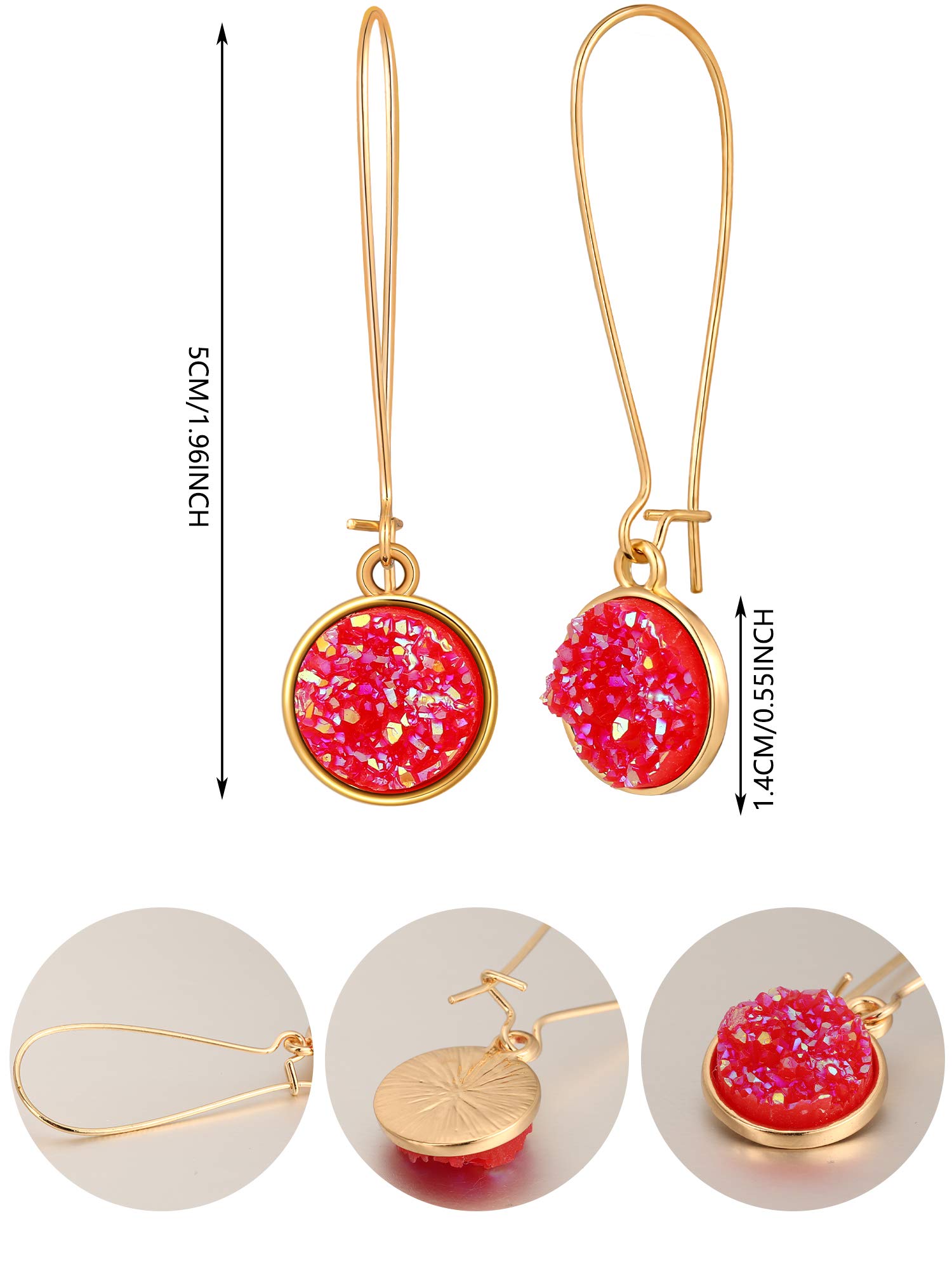 9 Pairs Faux Druzy Drop Earrings Rainbow Crystal Pendant Earrings Colorful Stainless Steel Dangle Earrings for Women