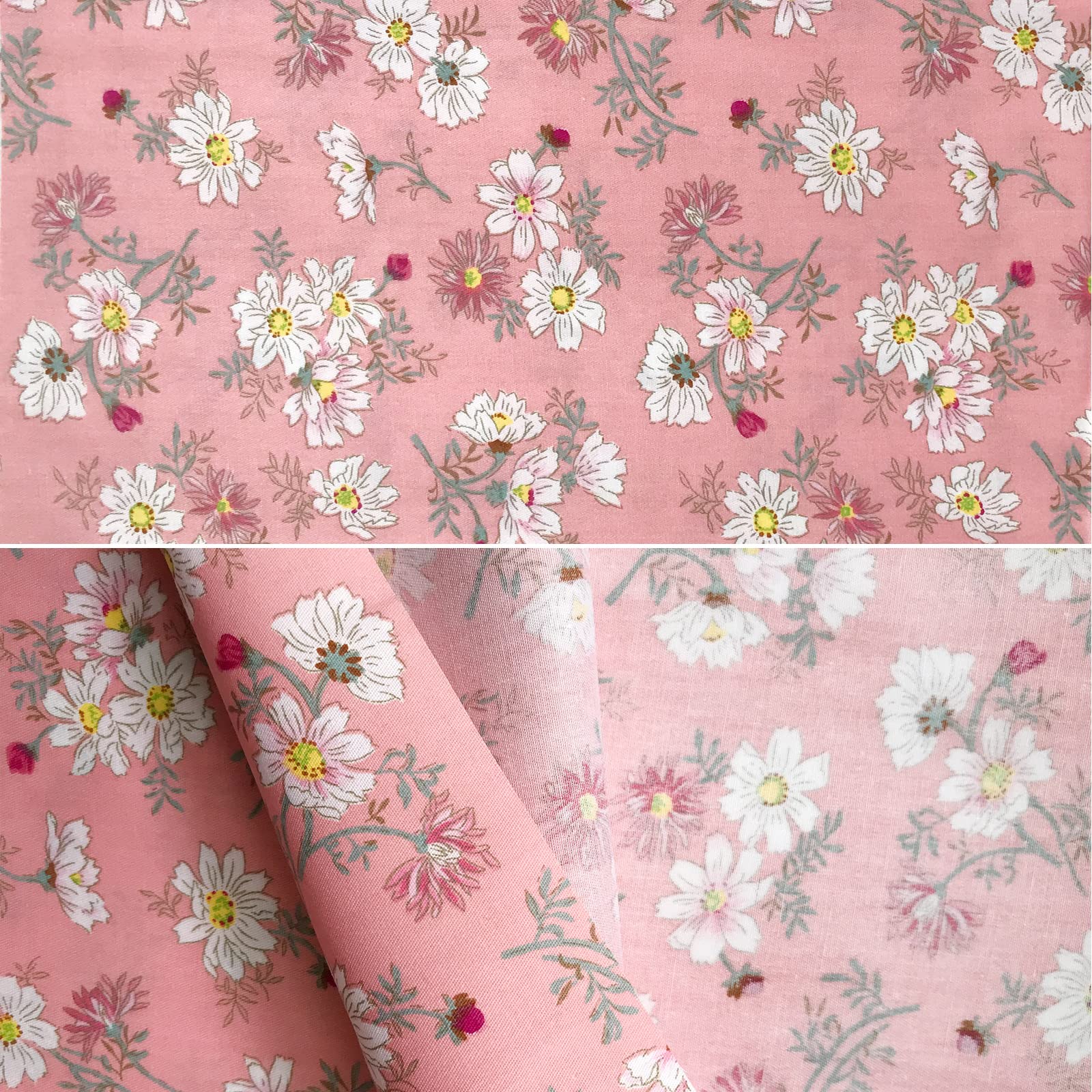 Qililandiy 7 Pieces Floral Printed Quilting Fabric, 100% Cotton Fat Quarter Fabric Bundles Fabric for Sewing Crafting Scrapbooking, 46cmx56cm (Approx. 18"x22") (Peony Lily)