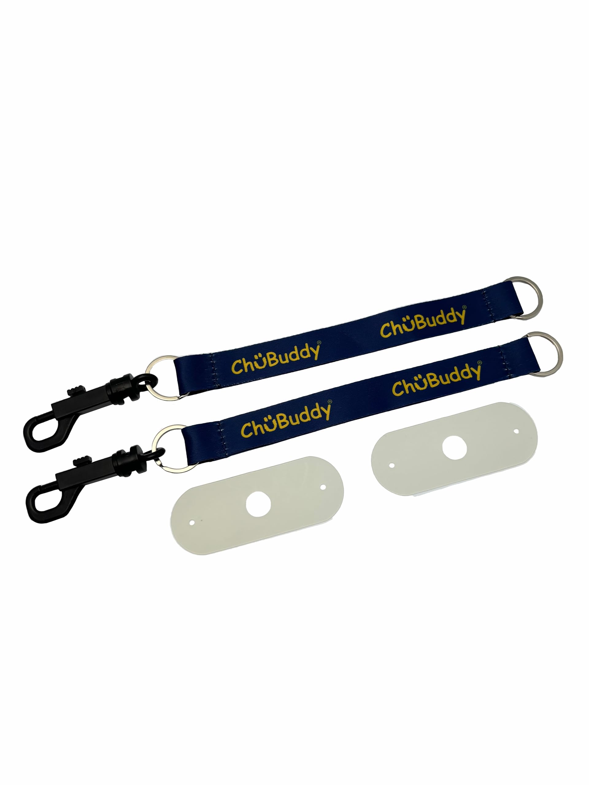 CHU-BUDDY ChuBuddy Chew Holder 4 Pack: Two (Navy) Clip-Ons & Two (Black) Neck Lanyards