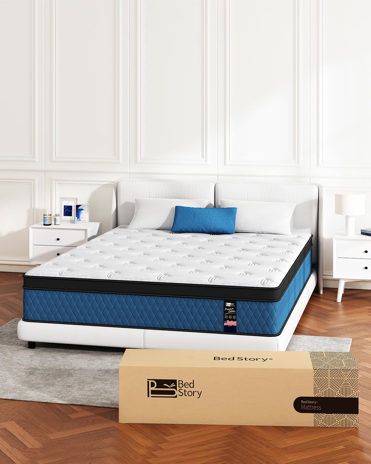 BedStory King Size Mattress - 14 Inch Hybrid King Mattress in a Box - Individual Pocket Springs for Motion Isolation, 76βx80β