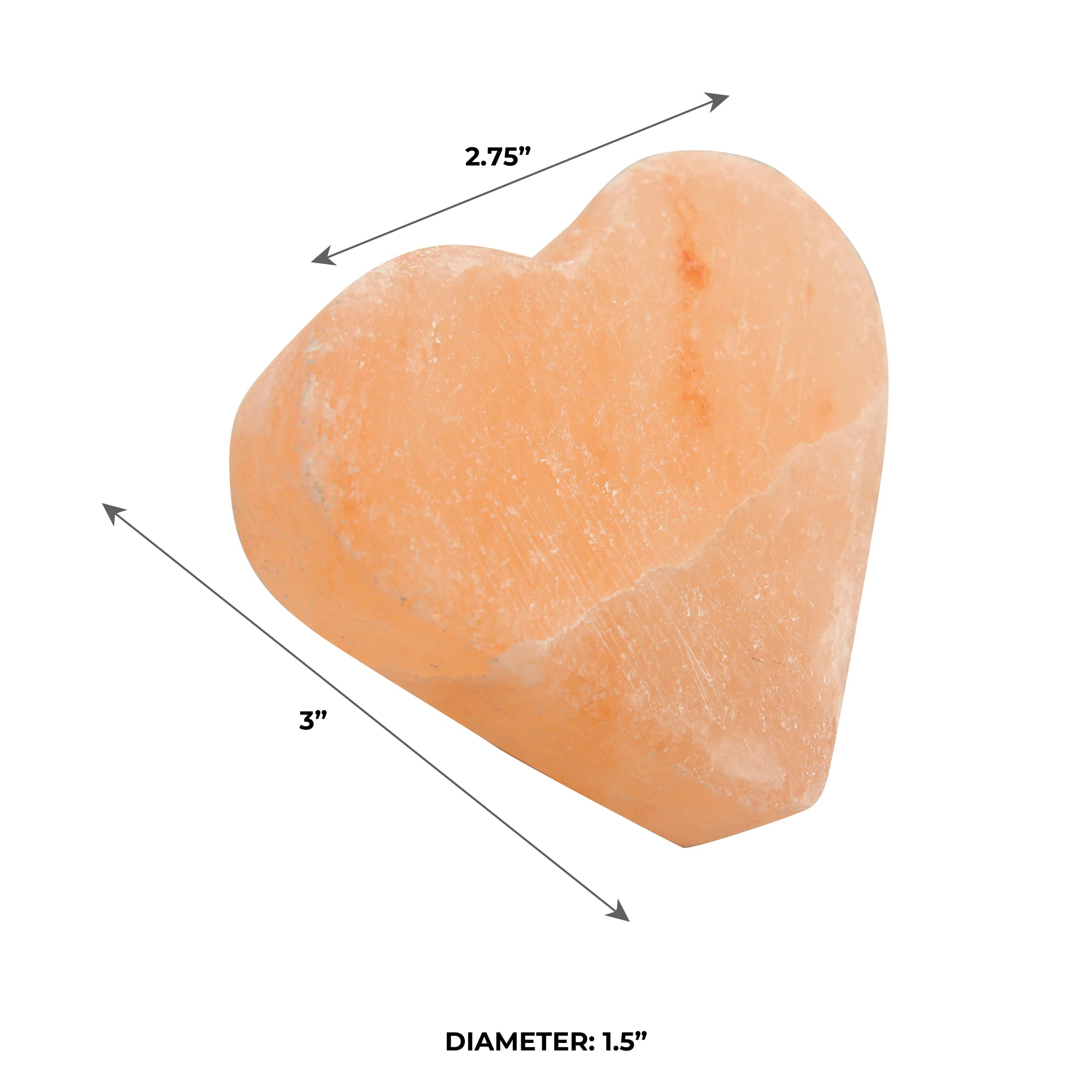 Pure Himalayan Salt Works Heart Massage Stone, Pink Crystal Hand-Carved Stone for Massage Therapy, Deodorant and Salt and Sugar Scrubs, 2.75” W x 3” H x 1.5” D (Pack of 6)