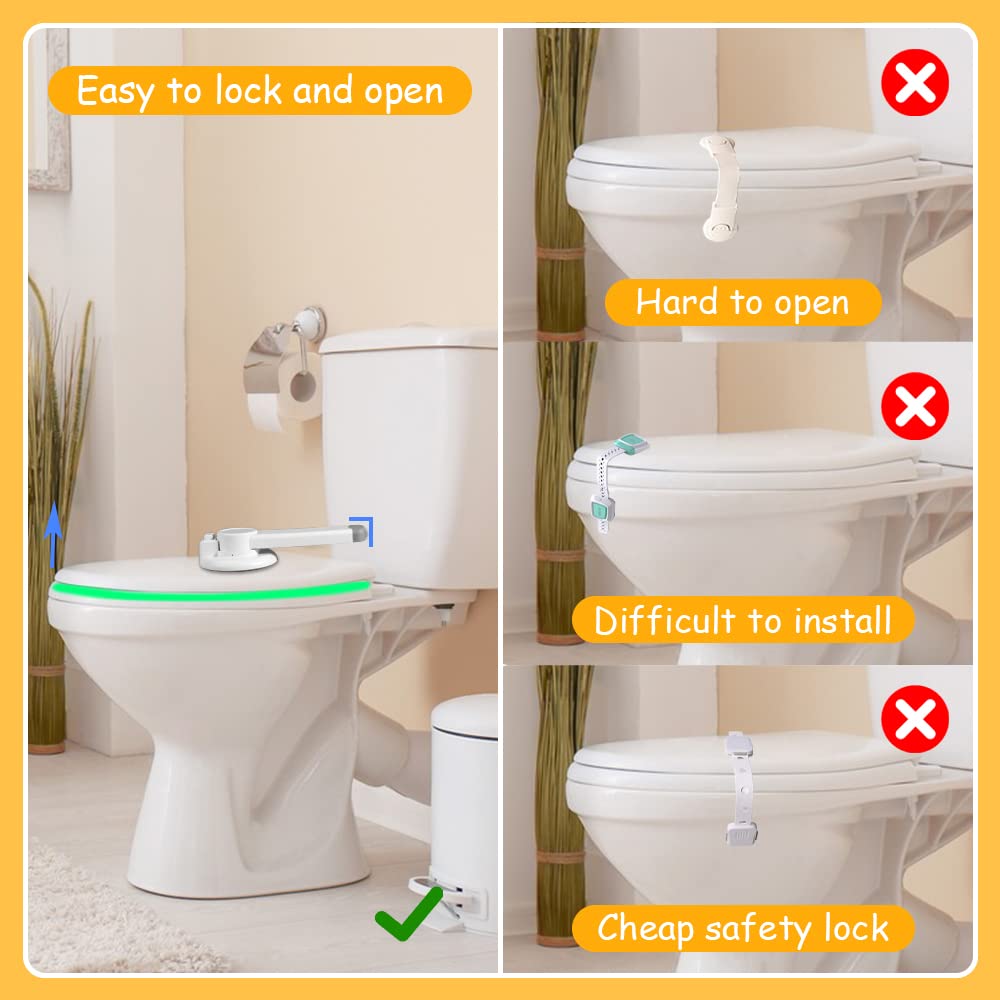 Baby Toilet Lock for Child Safety,2 Pack Baby Proof Toilet Seat Lock,Fit for Most Toilet Lid,No Tools Installation
