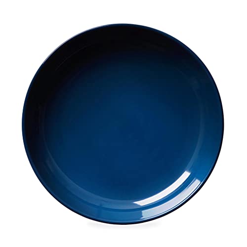 Corelle Stoneware 4-Pc Meal Bowl Set, Handcrafted Artisanal Double Bead Cereal Bowls, Solid Glaze Stoneware, 8-1/2-Inch Pasta Bowl Set, Navy