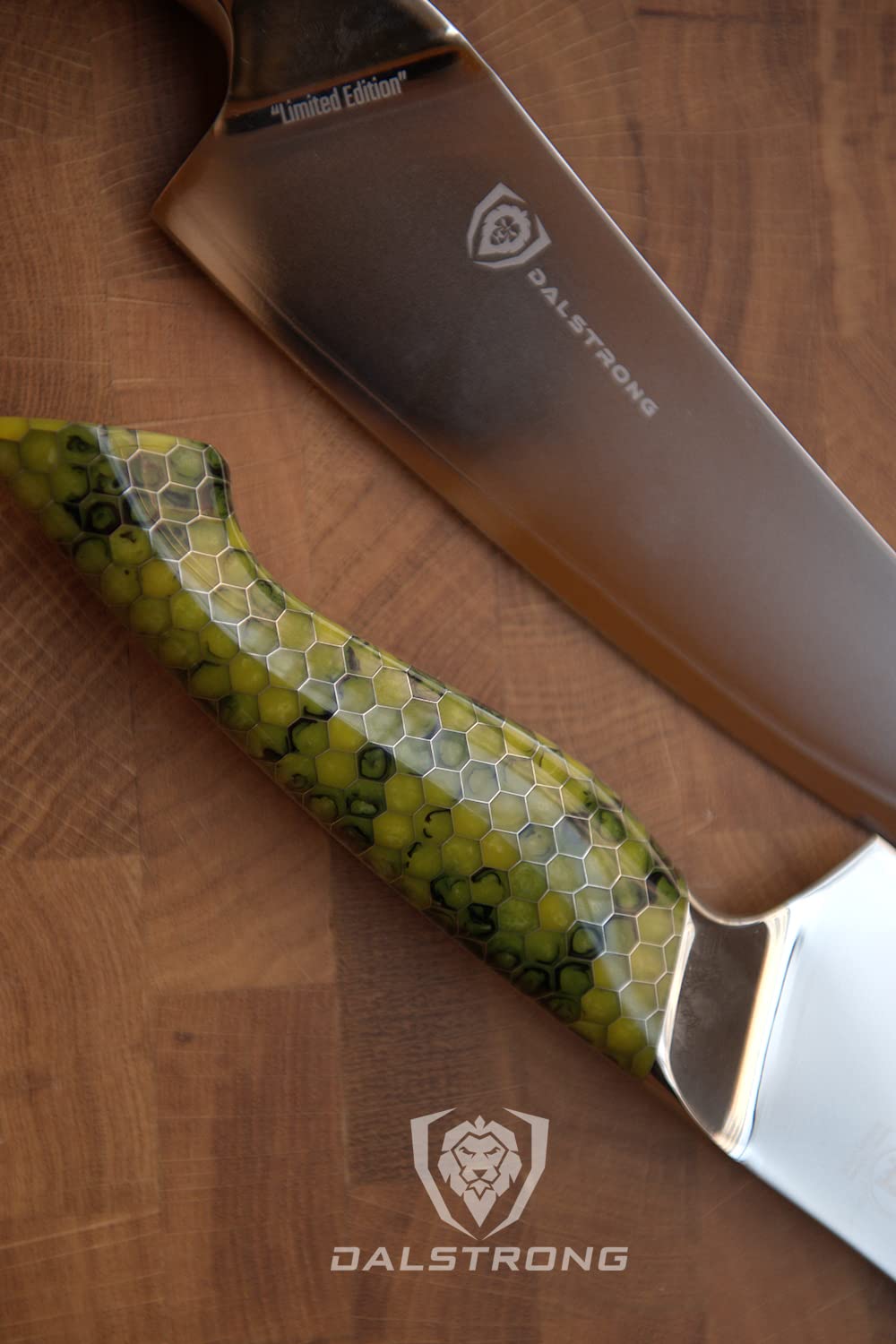 Dalstrong Chef Knife - 8 inch - Frost Fire Series - Glacial Lightning Edition - HC 10CR15MOV Stainless Steel Kitchen Knife - Sand Blasted Frosted - Dragon Skin Handle - Sheath - NSF Certified