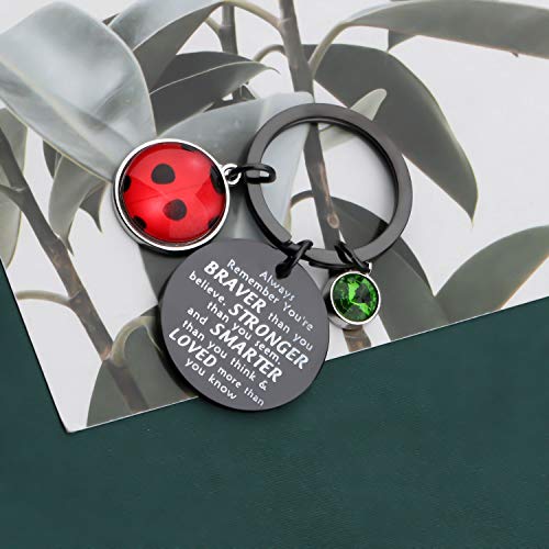 BAUNA Ladybug Keychain BFF Friendship Gift Always Remember You’re Braver Than You Believed Key Ring Cosplay Charm Jewelry(Ladybug Black Keychain)