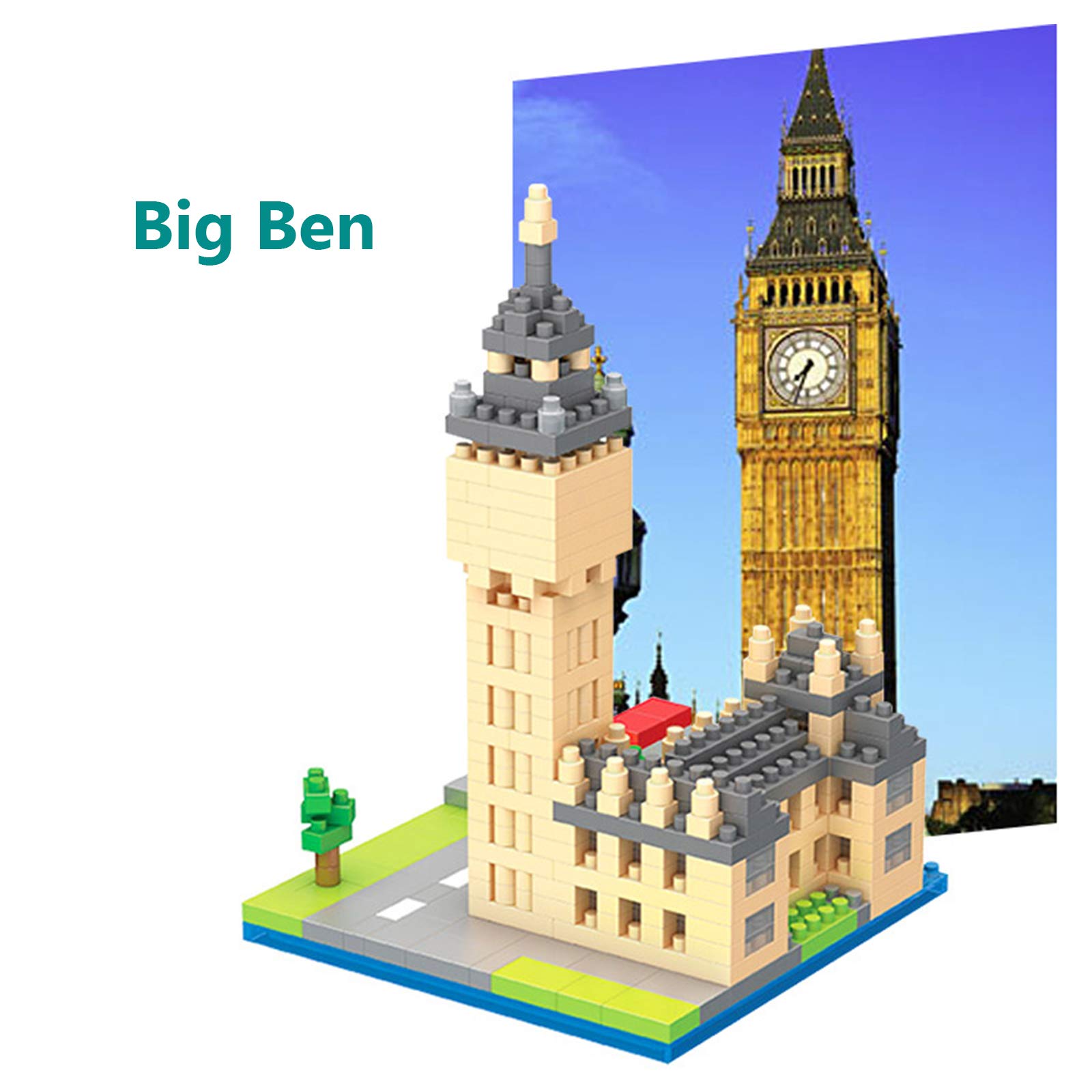 DoxiGlobal 10 in 1 Mini City Architecture Building Blocks Set Eiffel Tower/Taj Mahal/Big Ben/Leaning Tower of Pisa World Famous Collection Model KIts Construction Educational DIY Gift-4500pcs (10 Set)
