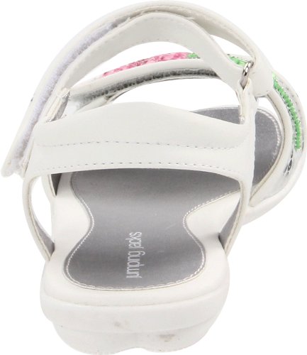 Jumping Jacks Dazzle Ankle-Strap Sandal (Toddler/Little Kid/Big Kid),White/Silver Trim,9 M US Toddler