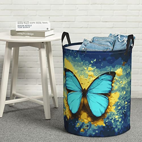 Butterfly Laundry Hamper With Handles Collapsible Canvas Laundry Basket,Waterproof Storage Basket,Toy Storage Bag