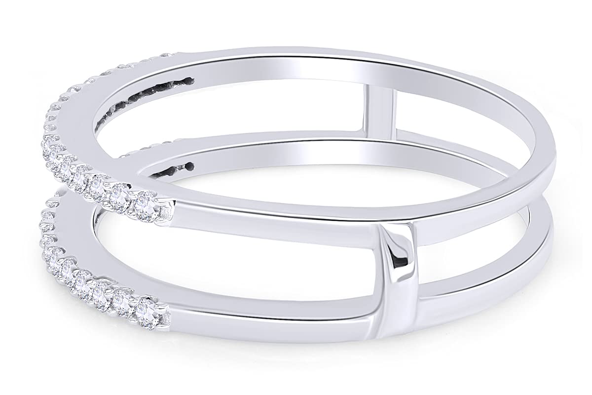 AFFY 1/4 Carat Round Sparkling White Cubic Zirconia Enhancer Guard Ring 14k Gold Over Sterling Silver (0.25 Cttw) - Ring Size-6