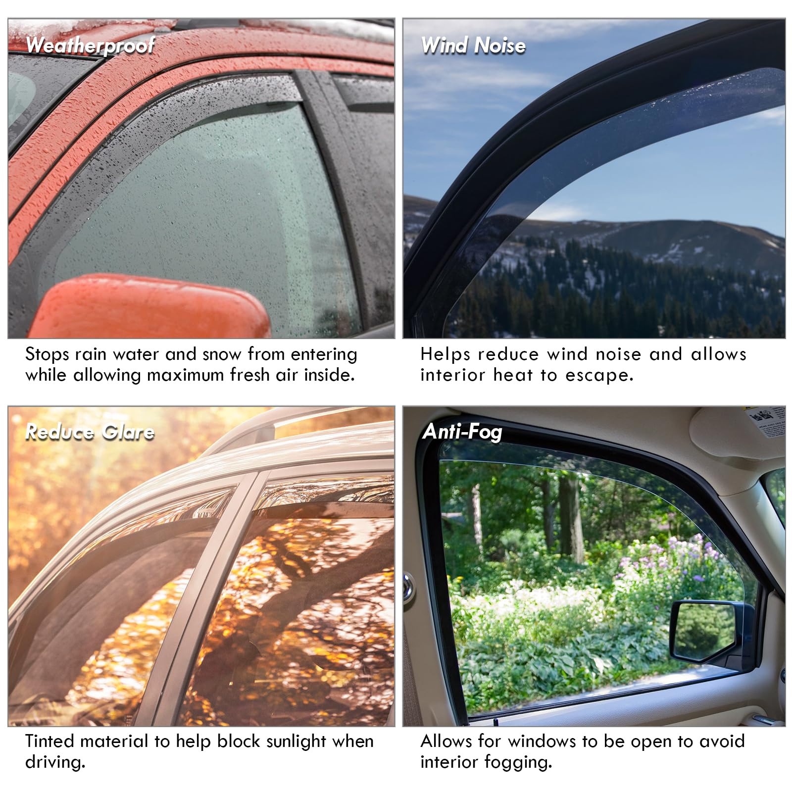 AJP Distributors Tape-On Window Visors Rain Guard Shade Vent Sun Wind Deflector Shield Compatible/Replacement for Silverado Sierra Regular Cab 2007 2008 2009 2010 2011 2012 2013 07 08 09 10 11 12 13