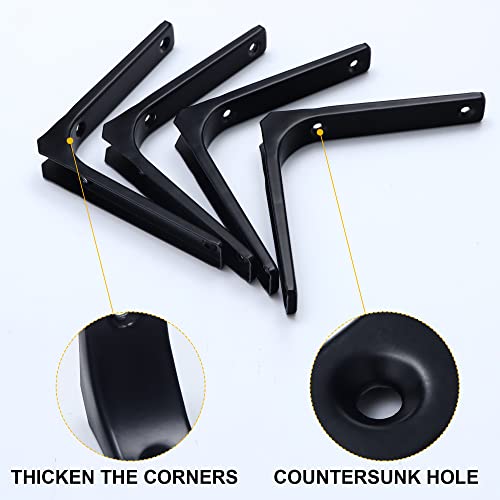 Corner Floating Shelves Set of 4 | Corner Wall Shelves | Wall Mounted Corner Storage Display Shelving for Bathroom, Bedroom, Living Room, Kitchen | 16" W x 11-2/5" D | L-Shaped, Matte Black