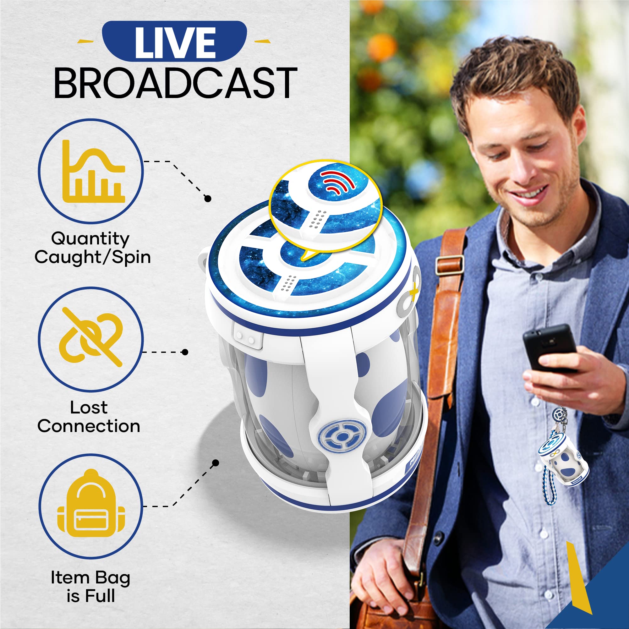 megacom DuoMon Egg 1P/2P Auto Catcher Compatible for Pokemon Go Plus with Auto Catch, Voice Notifications - Faster Wireless for Pocket Monsters Go Game - Long-Lasting Battery, Stable Connection