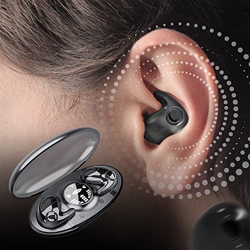 BNGXR Invisible Sleep Wireless Earphone IPX5 Waterproof, 2023 New Sense-Free to Wear Bluetooth Earbuds for Sports Sleep, Premium Noise Cancelling Hidden Touch Control with Charging Case (Black)