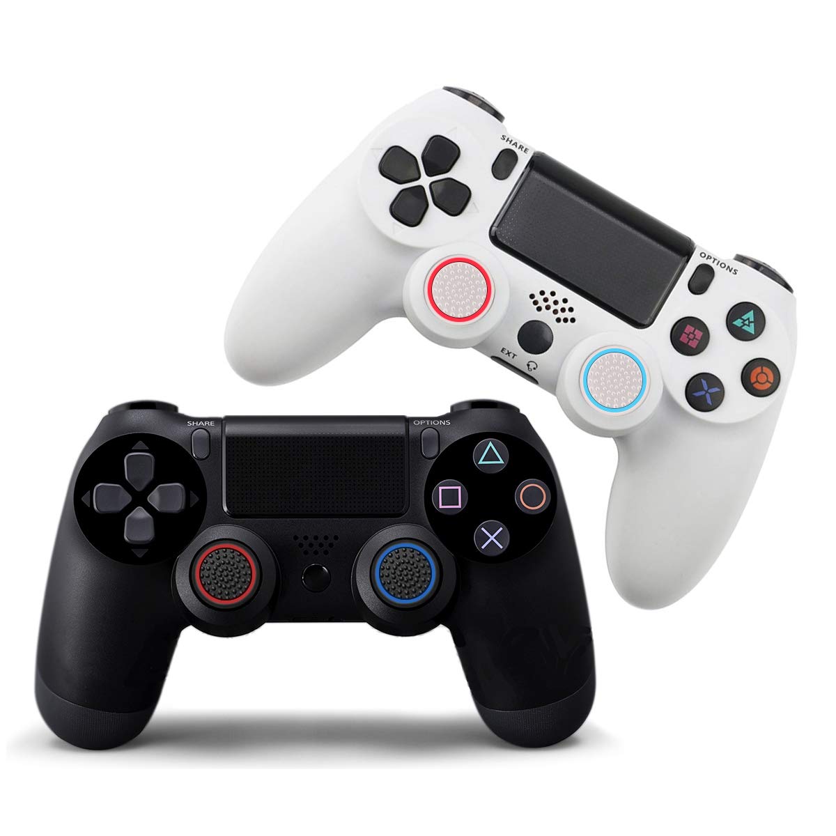 8pcs Replacement Thumb Grips Caps Cover Silicone Analog Joystick Thumb Stick Cap Compatible with PS4 PS3 PS2 Xbox 360 Xbox One Controllers