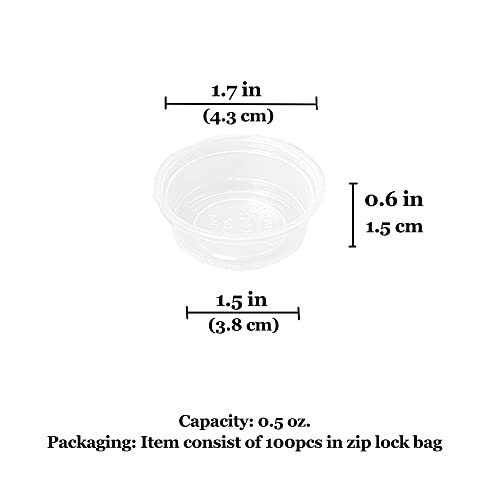 SunGrow Gecko Food and Water Containers, Reusable, Recyclable, Disposable Cups, 0.5 oz Capacity Plastic Transparent Dishes, Fits Various Reptile Feeder, 1.6โ Diameter, 0.6โ Depth, 100 Pcs