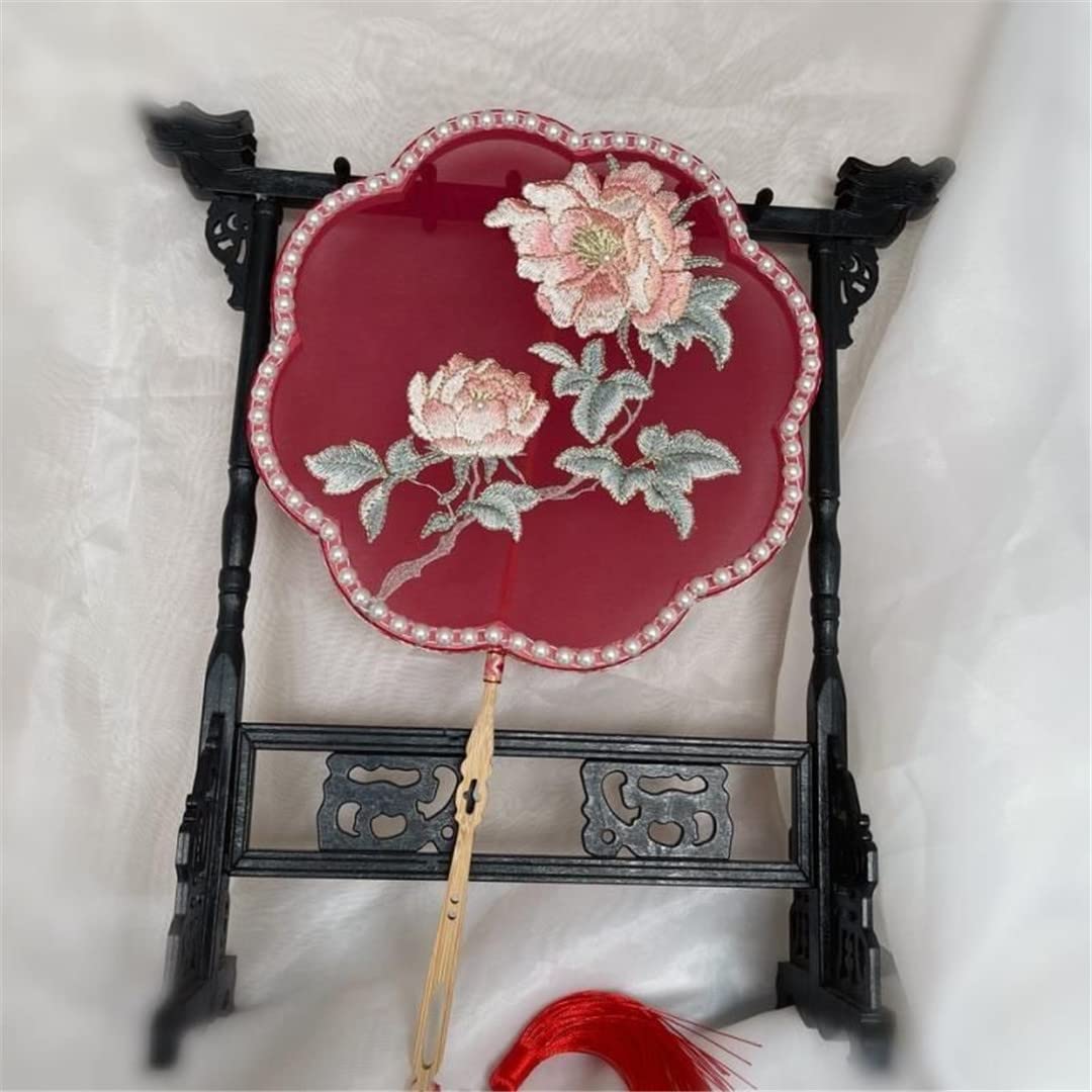 Ancient Fan Women Chinese Style Butterfly-Shaped Embroidery Fan Dance Summer Classical Hanfu Women Tassel Small Round Fan