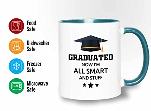 Flairy Land Graduation 2Tone Green Mug 11oz - All Smart and Stuff - Graduation Gifts for Her Senior Graduation College Student College Graduate Classmate MBA Grad