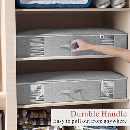 COVAODQ Under Bed Storage Containers Storage Bins Organizers for Clothes Comforters Blankets Pillows Duvets Large Capacity with Clear Window, 2 Pack