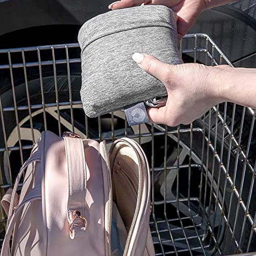 Boppy Compact Shopping Cart Cover, Antibacterial Treated, Gray Heathered with Storage Pouch, Easy-on Stretch Fabric for Single and Wide Shopping Carts, Highchairs and Playground Swings, 6-48 Months