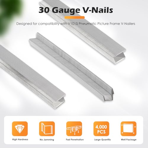 7MM V-Nails 30 Gauge 10.3mm Diameter 7mm Length UNI Hard Wood Type V Nails for V1015 Picture Frame Nailer 4,000 PCS/BOX