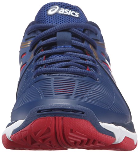ASICS Women's Gel-Netburner Ballistic Volleyball Shoe, Estate Blue/White/True Red, 13 M US