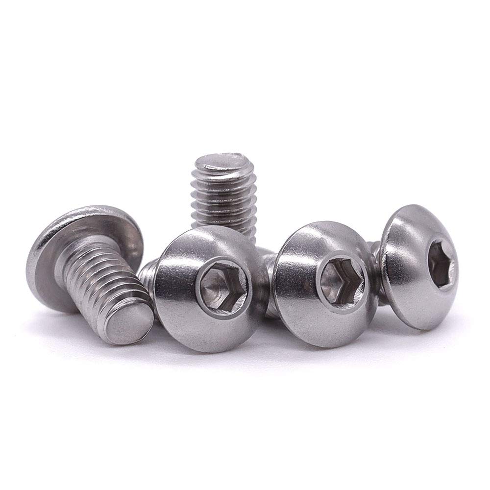 M5-0.8 x 10mm Button Head Socket Cap Screws 304 Stainless Steel 18-8 Hex Socket Cap Screws, Allen Hex Drive, Full Thread, Coarse Thread UNC, 100 PCS