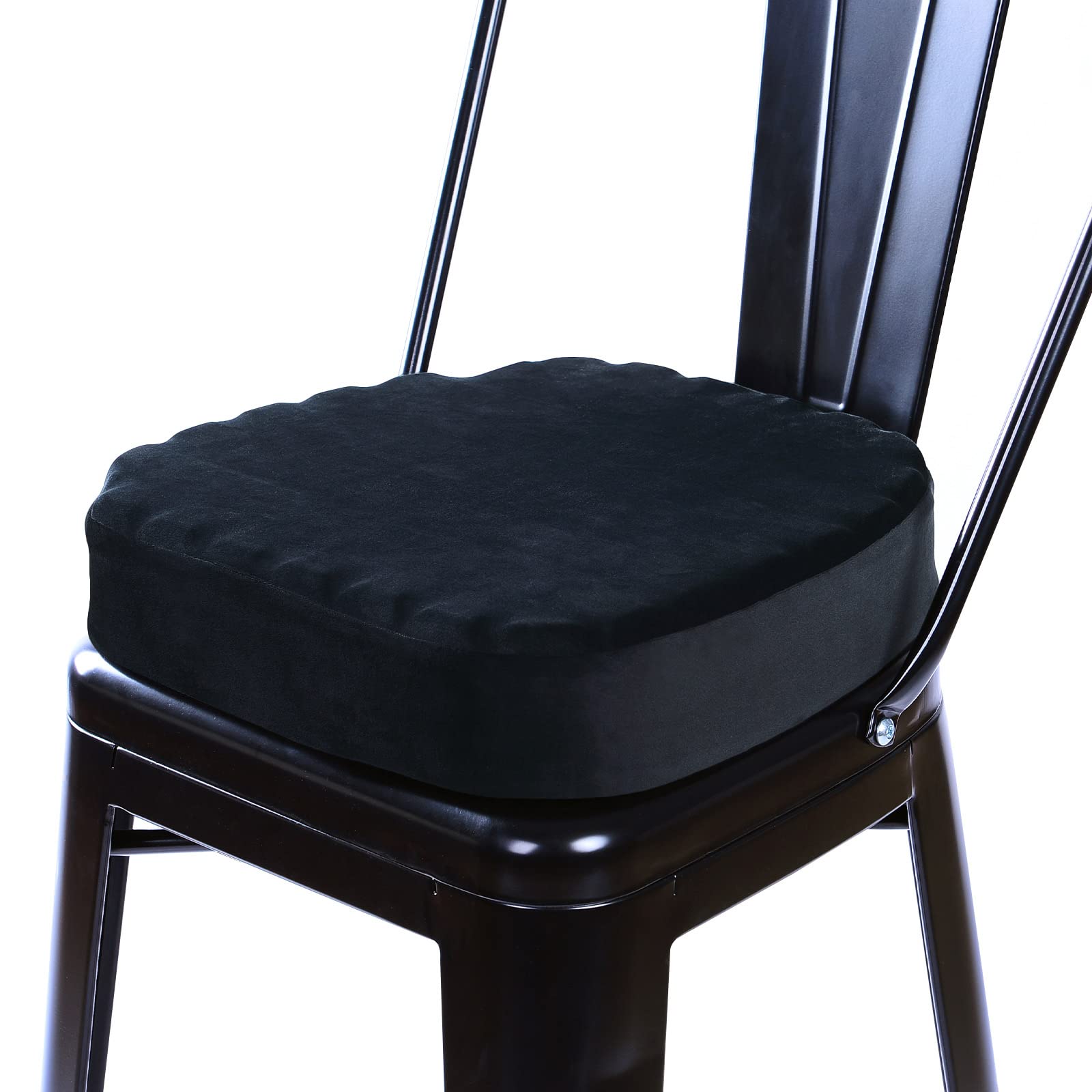 baibu 14x14 Inches Non Slip Metal Dining Chair Pads, Super Soft Bar Stool Cushions Kitchen Chair Pads with Ties - One Cushion only (Black, 14×14×3in)
