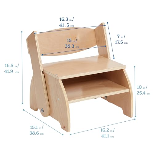 ECR4Kids Flip-Flop Step Stool and Chair, Kids Furniture, Natural