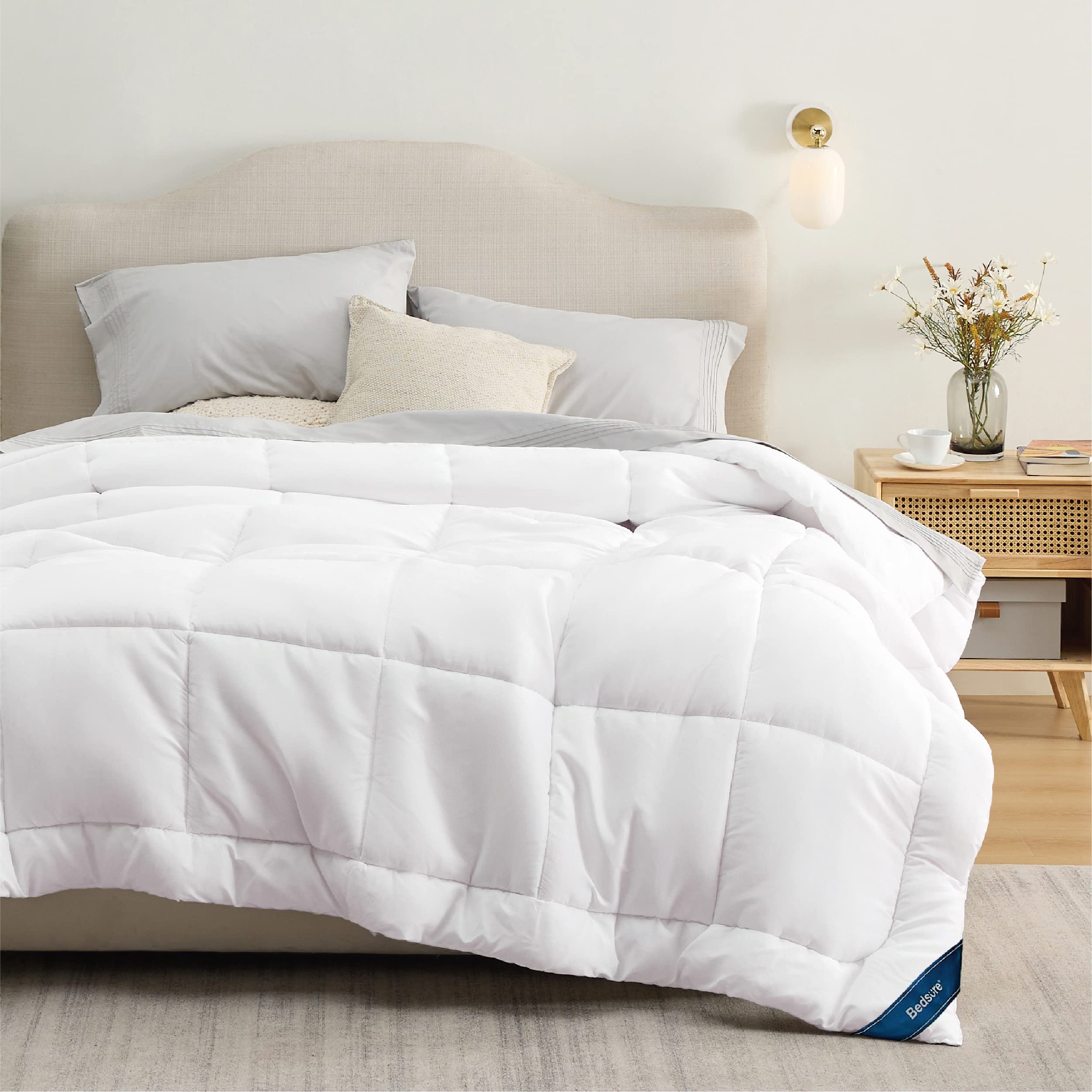 Bedsure Queen Comforter Duvet Insert with Corner Tabs Bundle Linen Cotton Duvet Cover Queen Size Set