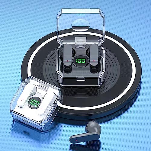 Bluetooth 5.3 Headphones, Wireless Earbuds with 40 Hours Playtime Charging Case, Deep Bass, IPX7 Waterproof Running Earphones with 4 Microphones for Clear Calls, LED Display, (Black)