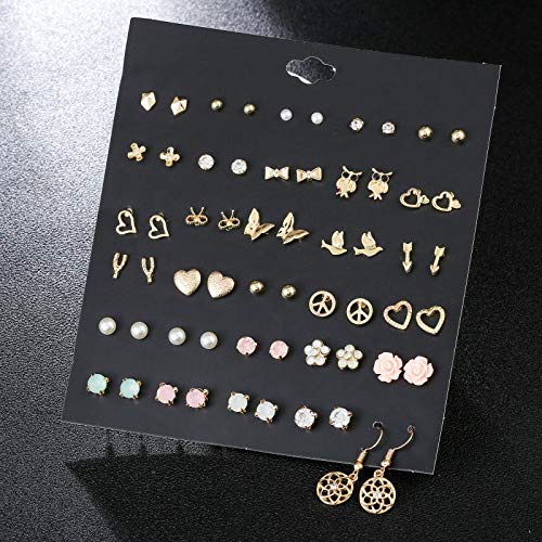 90 Pairs Earrings for Women Studs Set Assorted Earrings Stud Earrings Set Bow Ball Faux Pearl Earrings Set Simple Earring Set