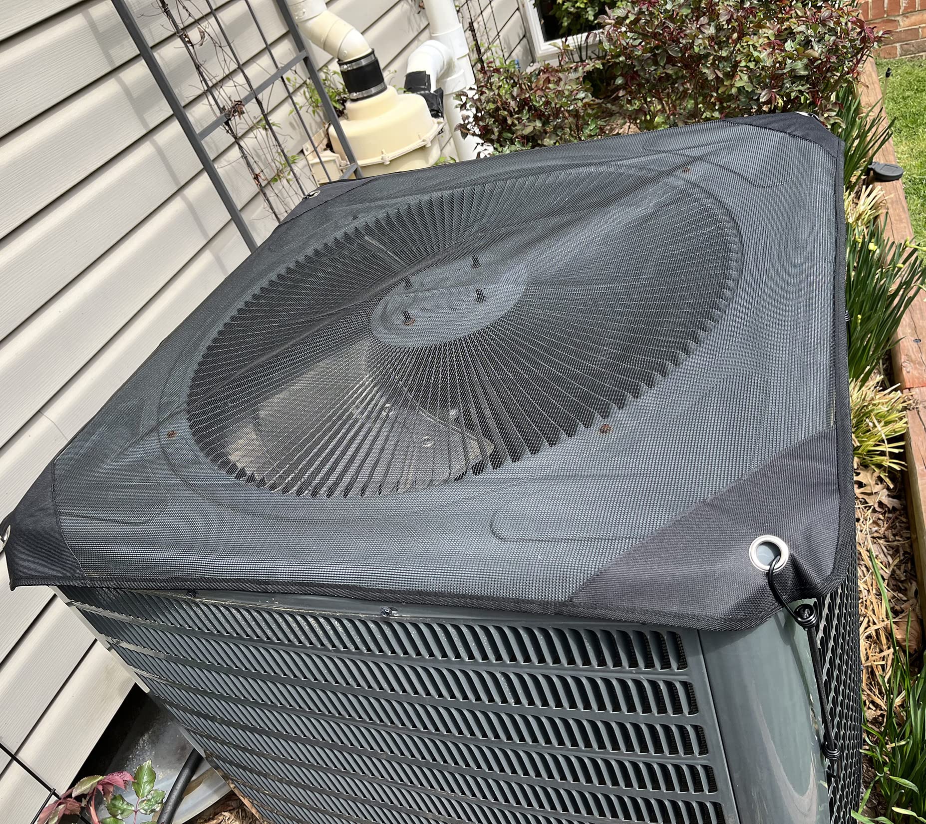 F&J Outdoors Central Air Conditioner Cover for Outside Units, Black Top Net Breathable AC Cover (Mesh, 32"x32")
