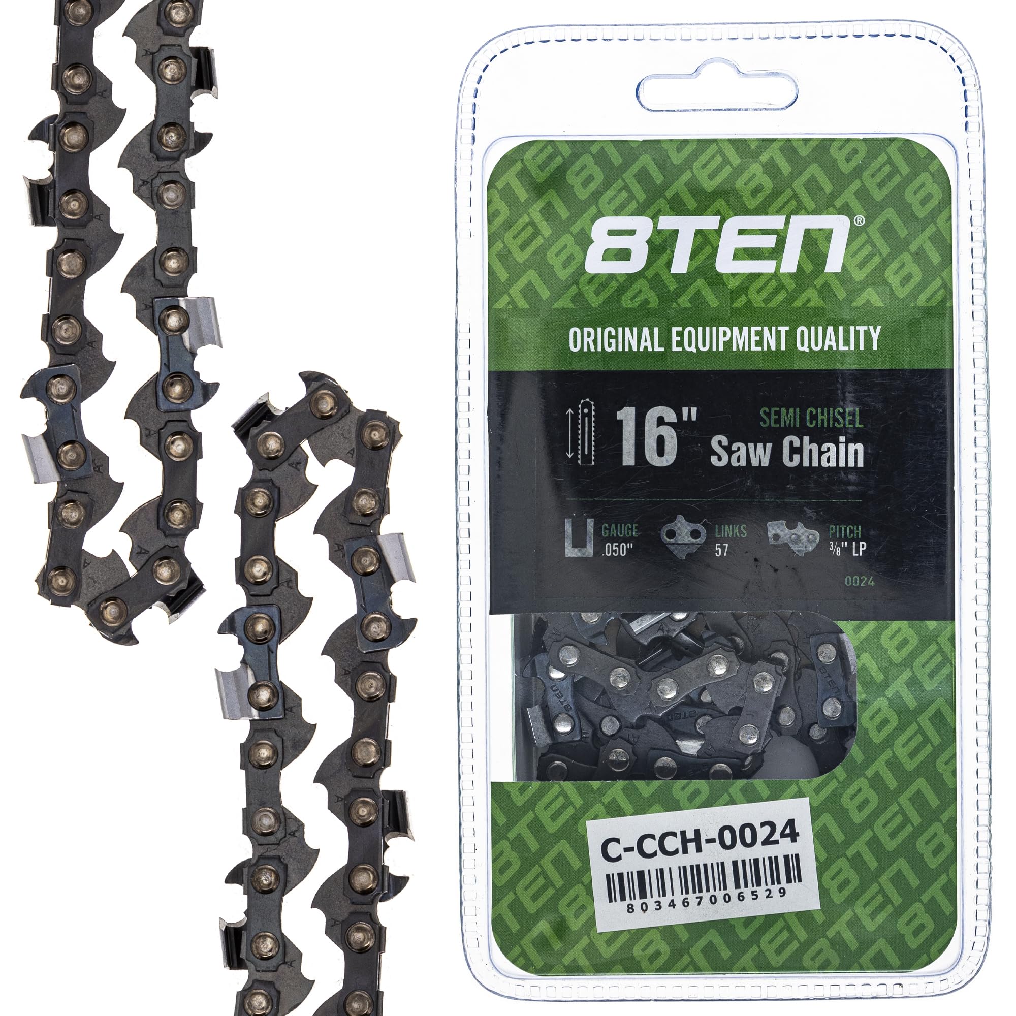 8TEN Chainsaw Guide Bar and Chain For Husqvarna Echo Poulan 3516AVX 91VXL057G 160SDEA041 16 inch .050 .375 57DL
