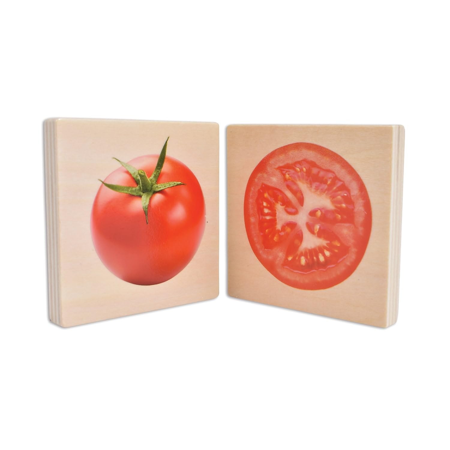 TickiT Wooden Fruit & Vegetable Match - Set of 28 - Real Pictures - Food Identification and Cognition Puzzle for Toddlers
